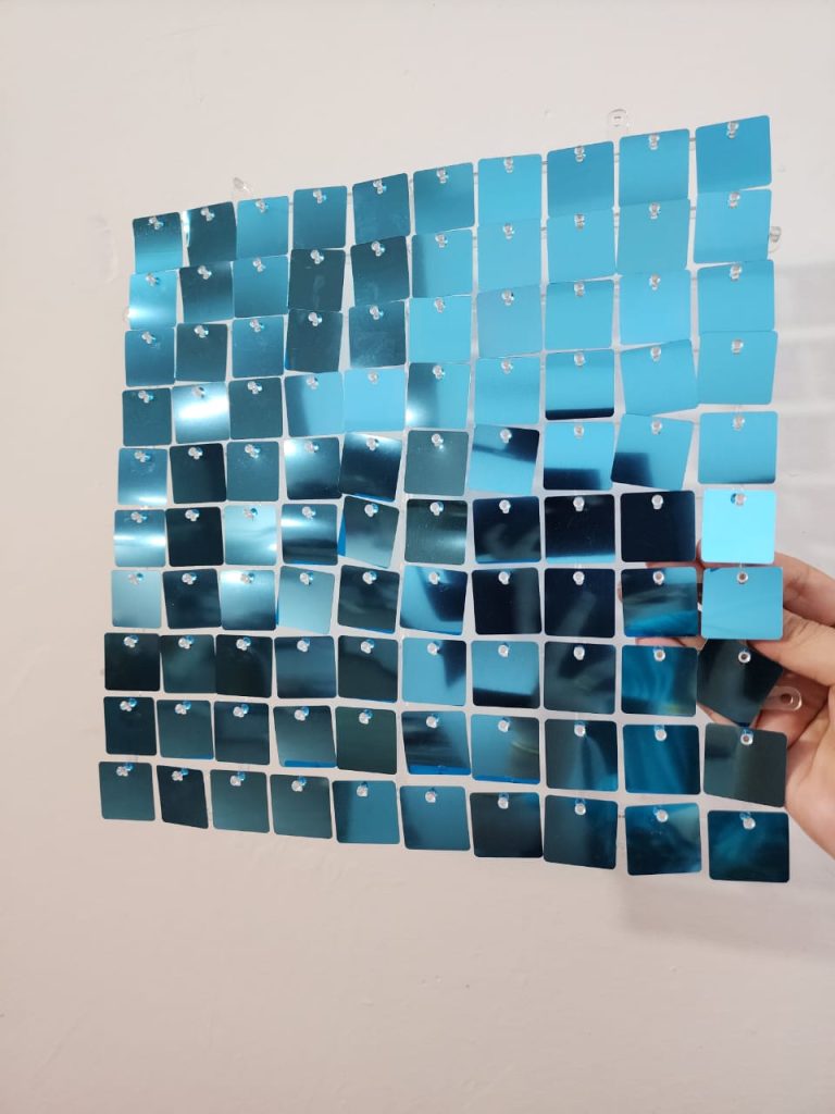 Sequin wall- sky blue square shape sequin [rental] – Your DIY Project ...