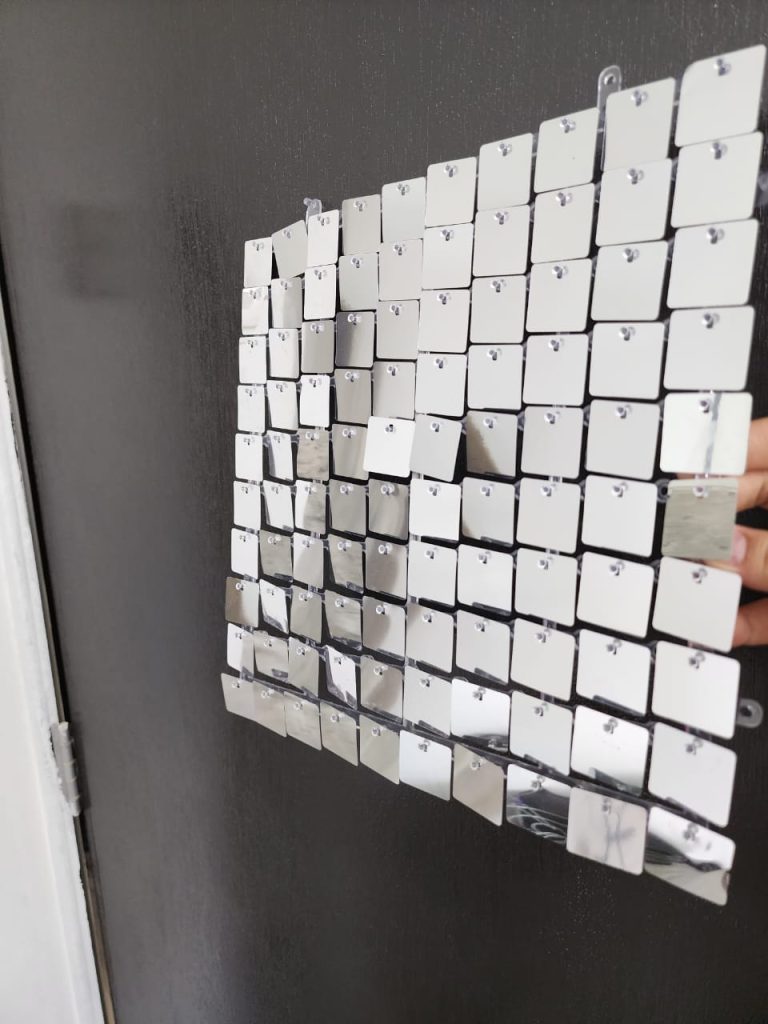 Sequin wall- silver chrome square shape sequin [rental] – Your DIY ...