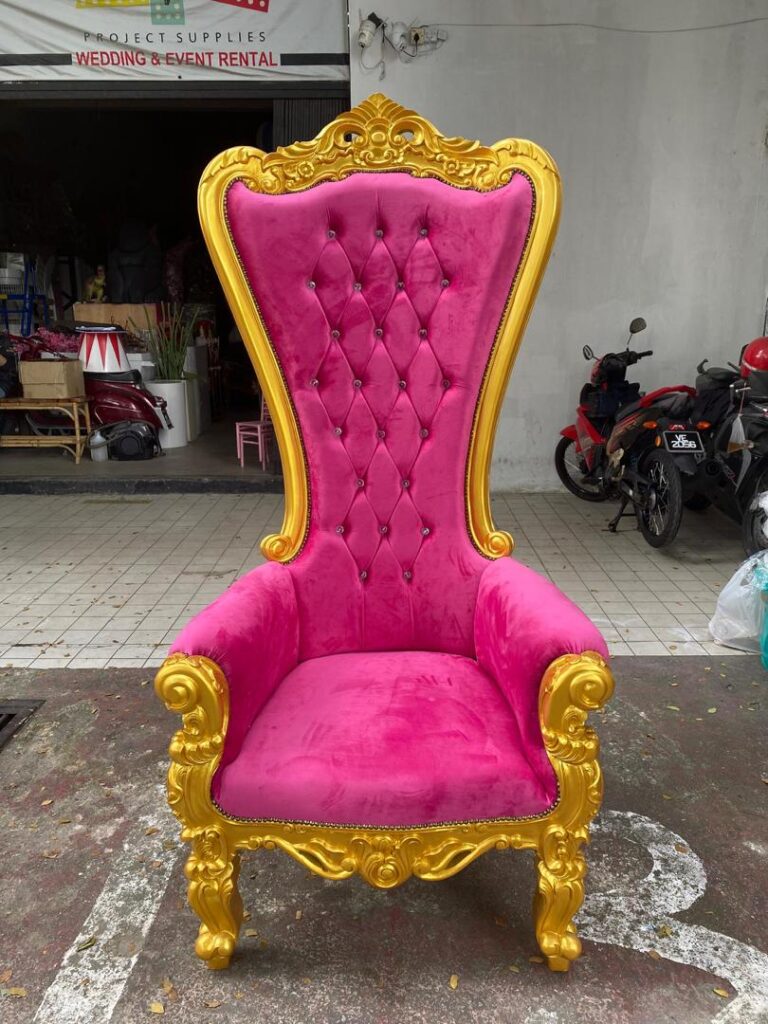 High back royal chair- soft pink gold 1pcs [rental] – Your DIY Project ...