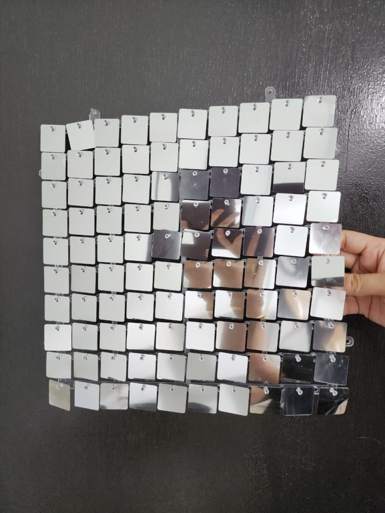 Sequin wall- silver chrome square shape sequin [rental] – Your DIY ...