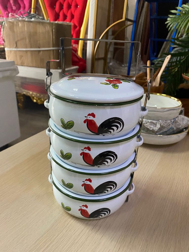 4 layer chicken design enamel tiffin 20 – Your DIY Project Rental