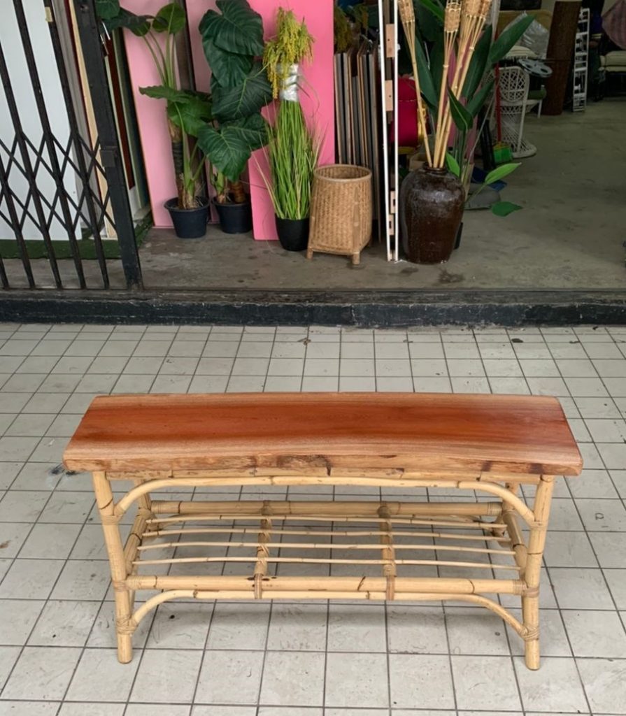Solid wood rattan bench [rental] – Your DIY Project Rental